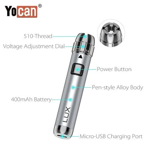 Yocan Lux Series VV Preheat 510 Thread Battery | Yocan America ...